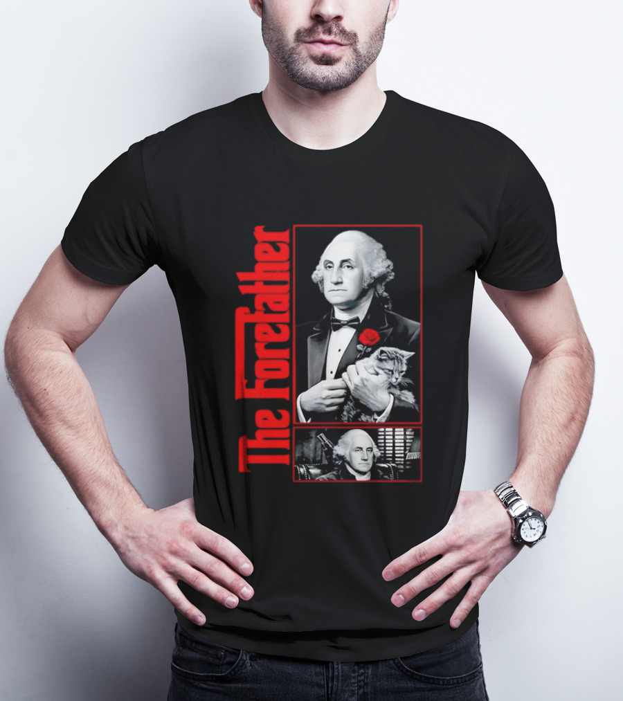 Patriotic George Washington Forefather The American Godfather Cat T-Shirt