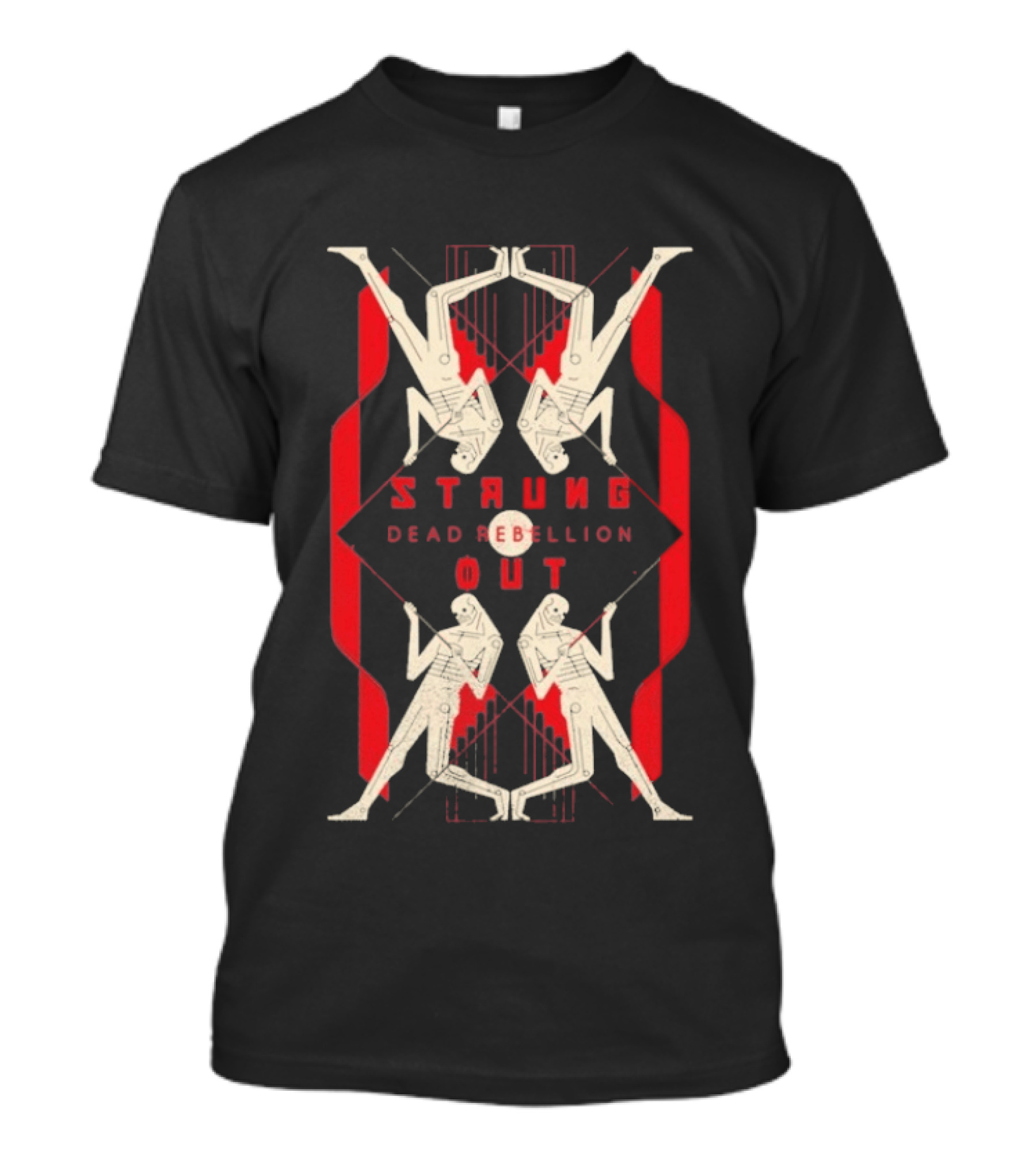 Strung Out Dead Rebellion Punk Band Skeletons Red Chains T-Shirt