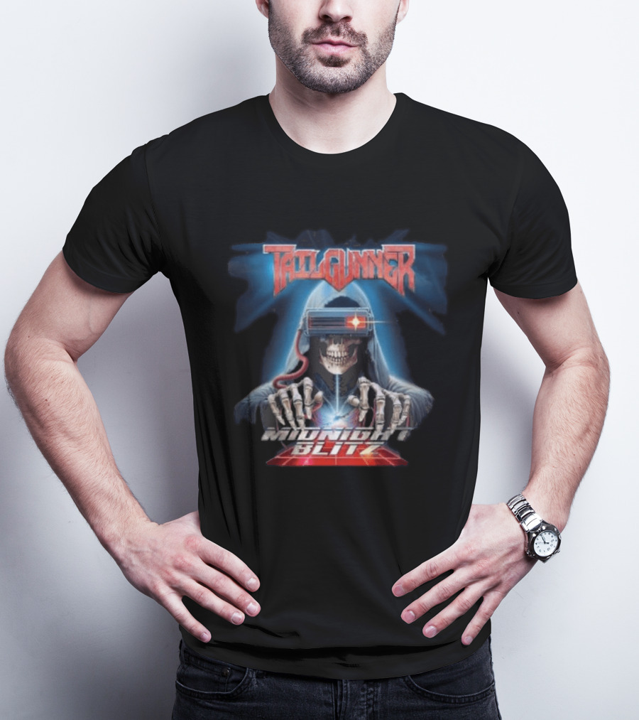 Tailgunner Midnight Blitz Cyber Skeleton Hooded Skull T-Shirt