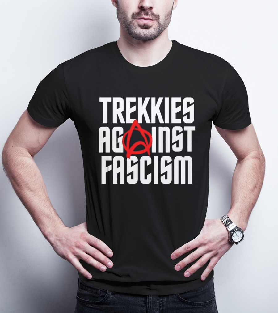 TREKKIES AGAINST FASCISM Anarchy Symbol Resistance T-Shirt