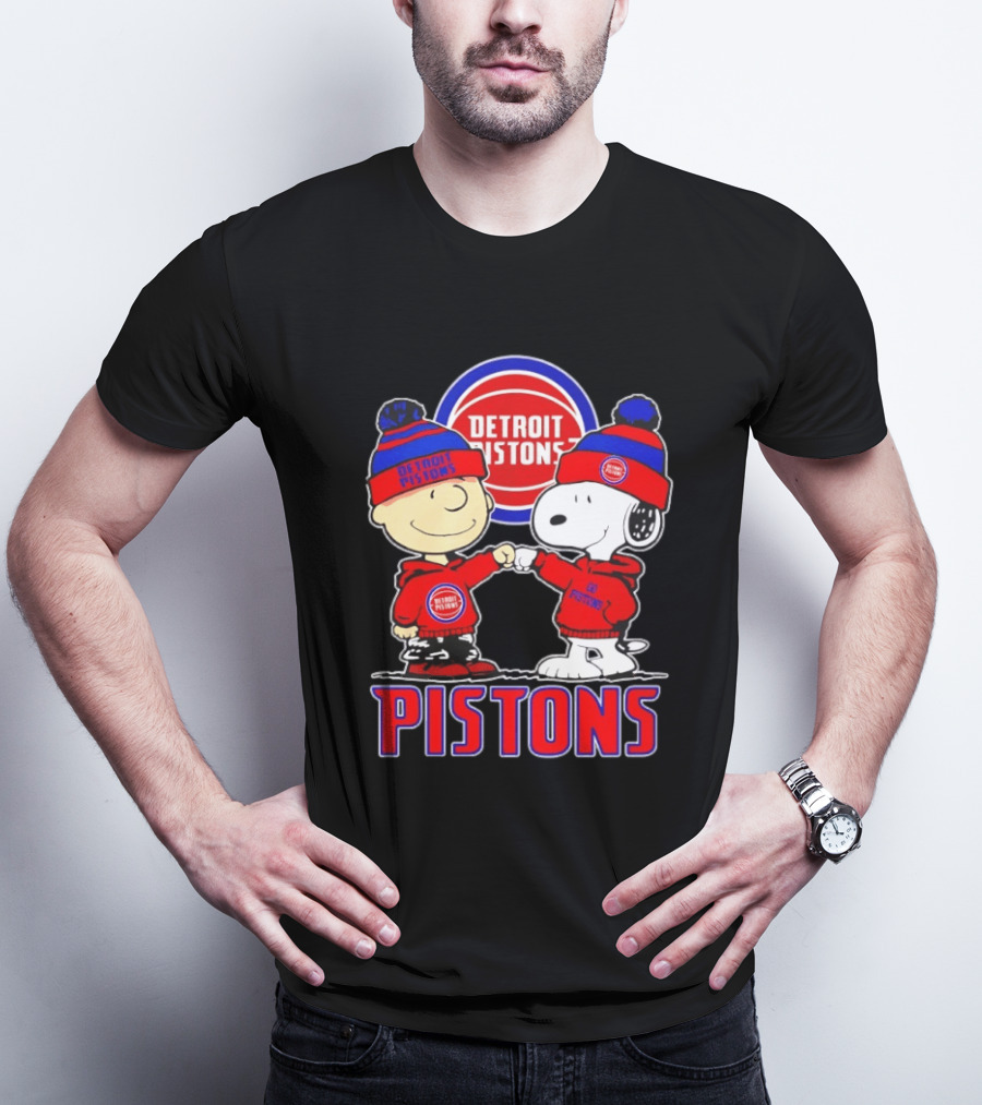 Detroit Pistons Charlie Brown Snoopy Collaboration T-Shirt