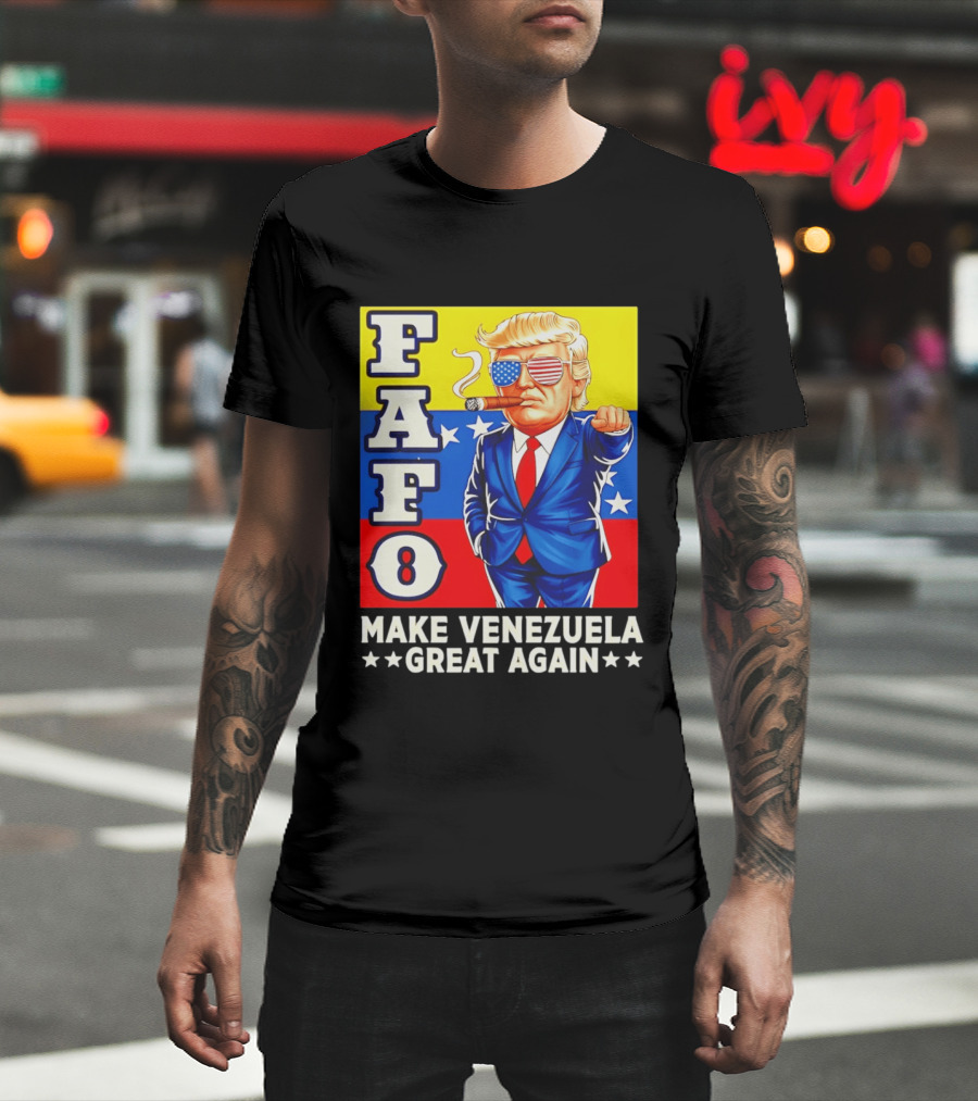 FAFO Trump Make Venezuela Great Again Patriotic Cartoon T-Shirt