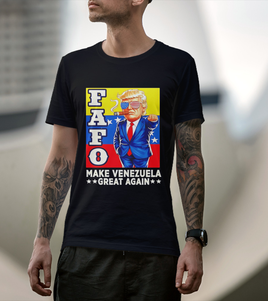 FAFO Trump Make Venezuela Great Again Patriotic Cartoon T-Shirt