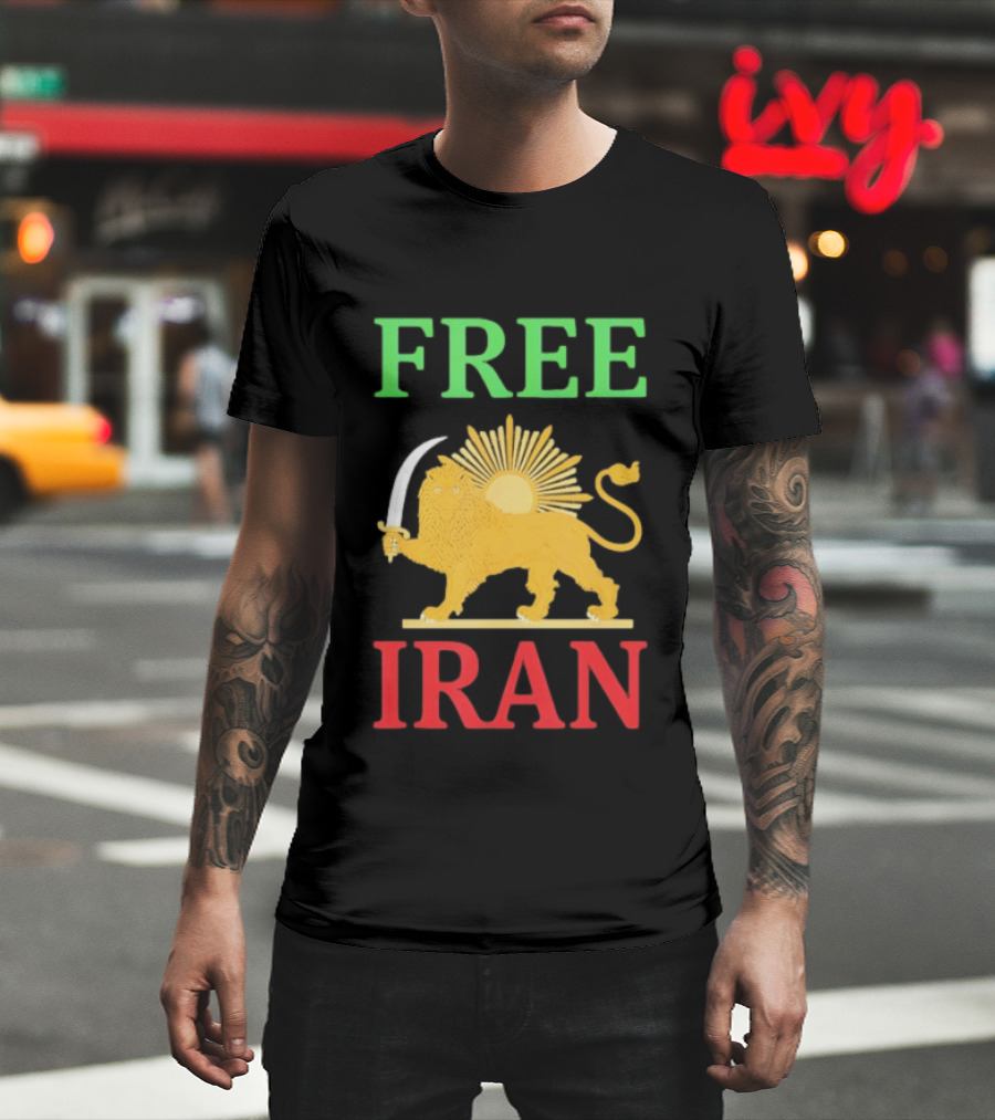 Free Iran Lion And Sun Emblem Freedom Movement T-Shirt
