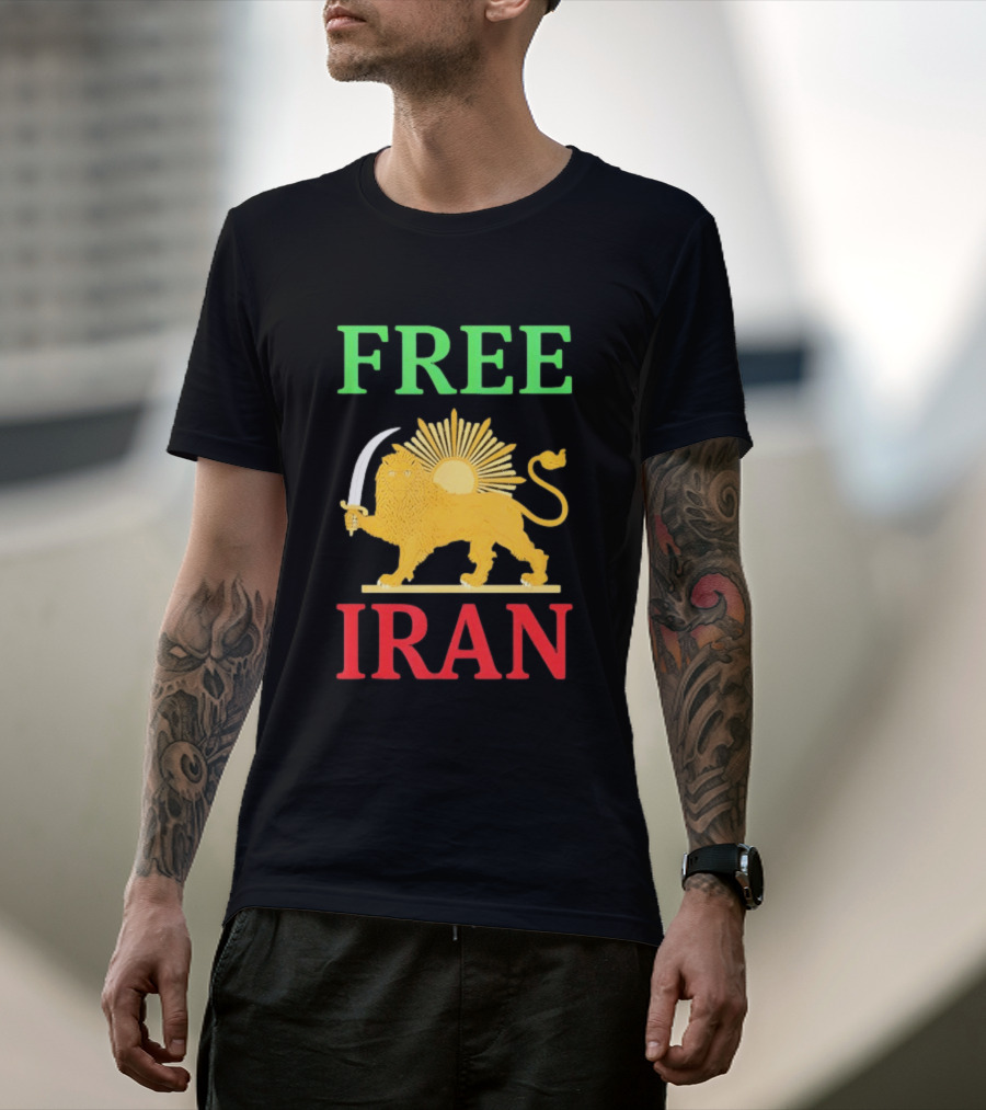 Free Iran Lion And Sun Emblem Freedom Movement T-Shirt
