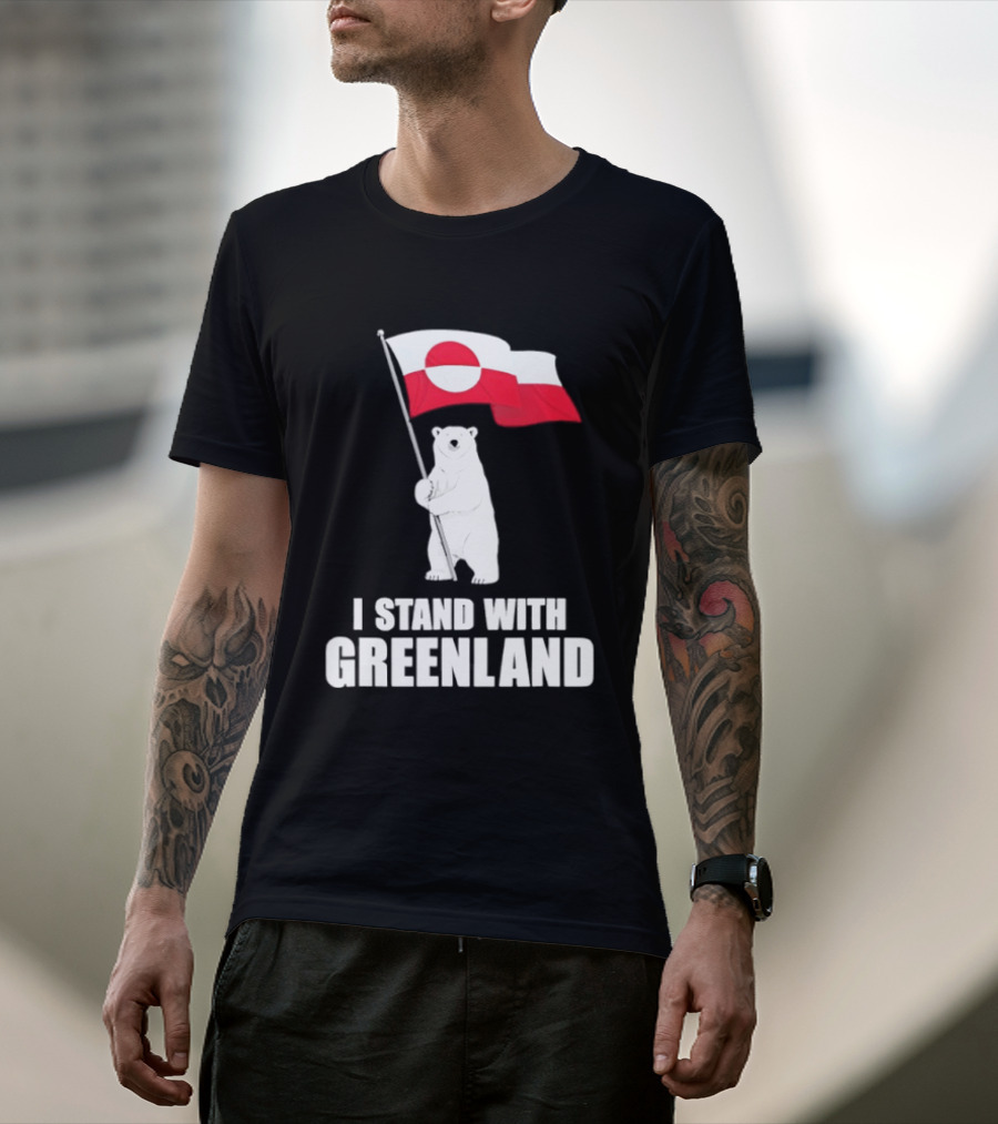 I Stand With Greenland Flag Bear Polar Pride Kalaallit Greenlanders T-Shirt