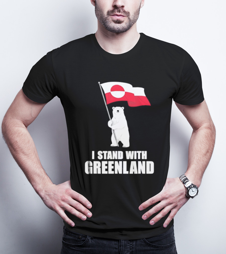 I Stand With Greenland Flag Bear Polar Pride Kalaallit Greenlanders T-Shirt