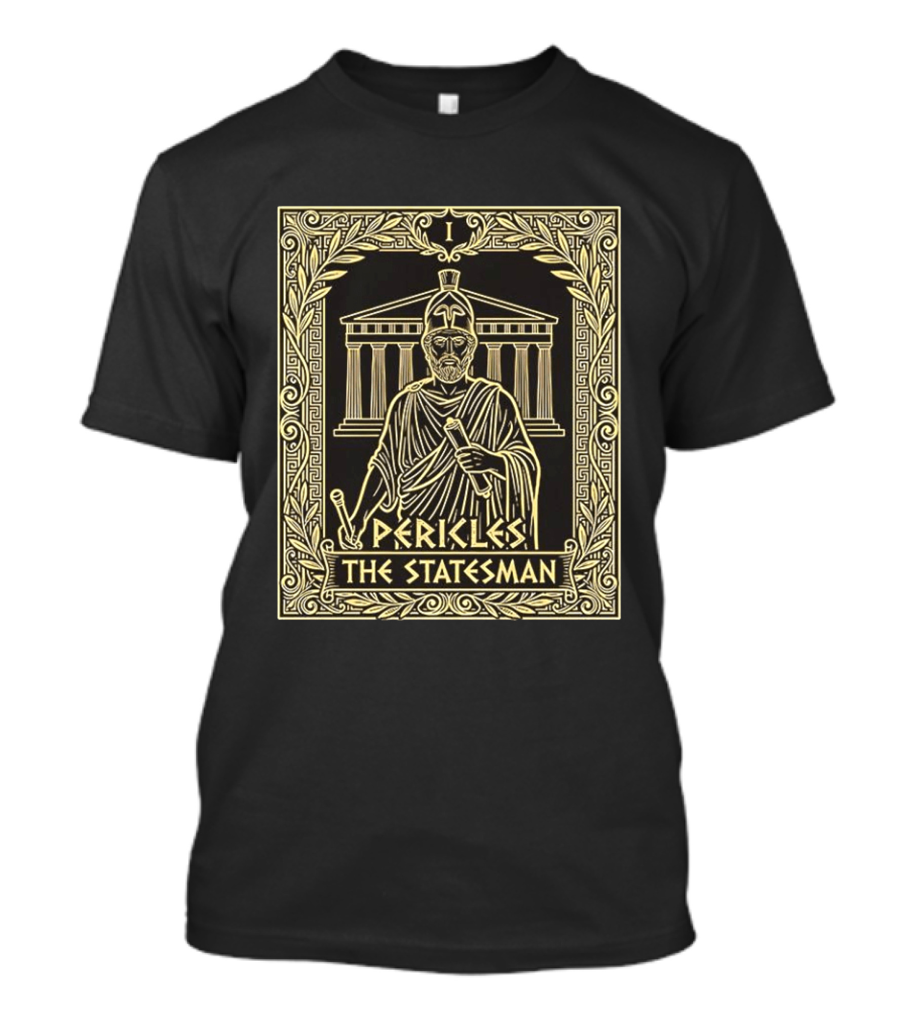 Pericles The Statesman Tarot Card Ancient Greece Roman Helmet Greek Columns T-Shirt