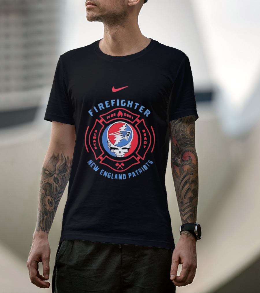 Nike Firefighter New England Patriots Grateful Dead T-Shirt