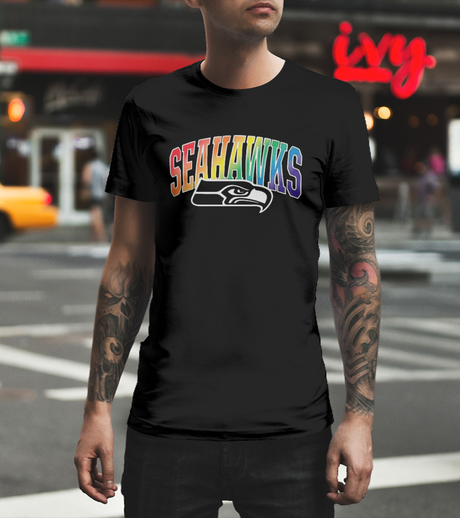 Seattle Seahawks Rainbow Pride LGBTQ Support T-Shirt