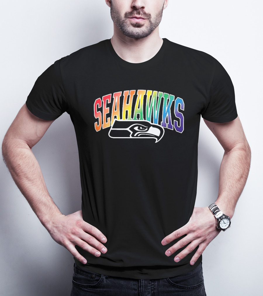 Seattle Seahawks Rainbow Pride LGBTQ Support T-Shirt