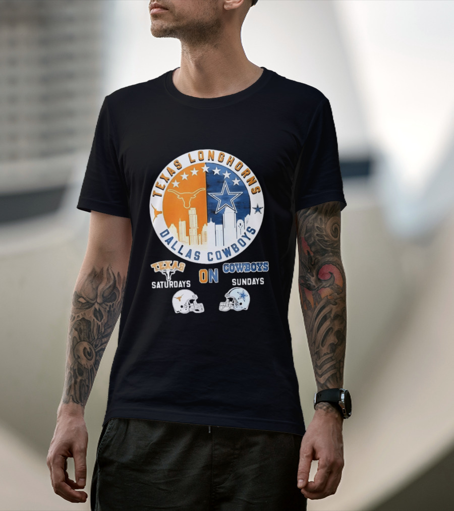 Texas Longhorns Dallas Cowboys Saturdays Sundays Football Rivalry Mashup T-Shirt