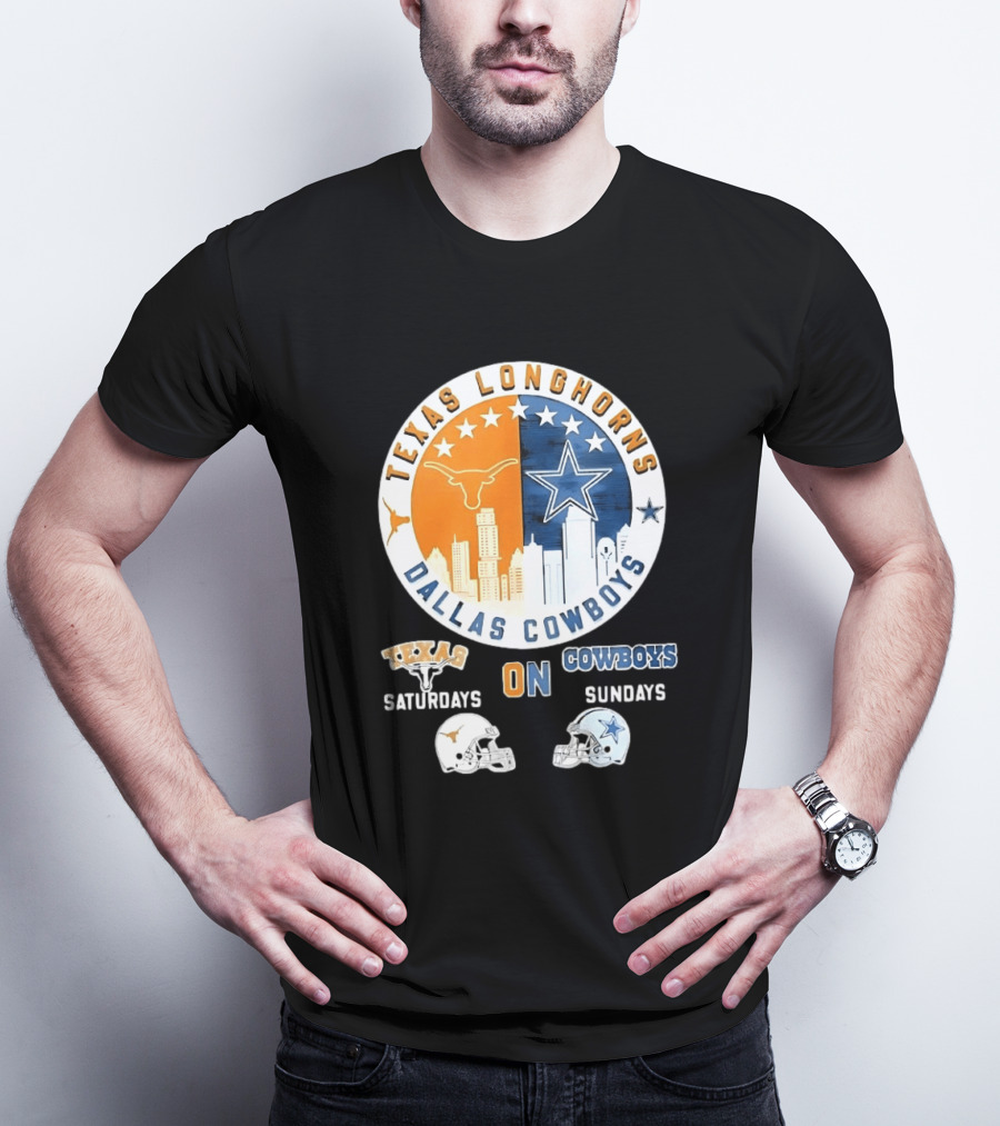 Texas Longhorns Dallas Cowboys Saturdays Sundays Football Rivalry Mashup T-Shirt