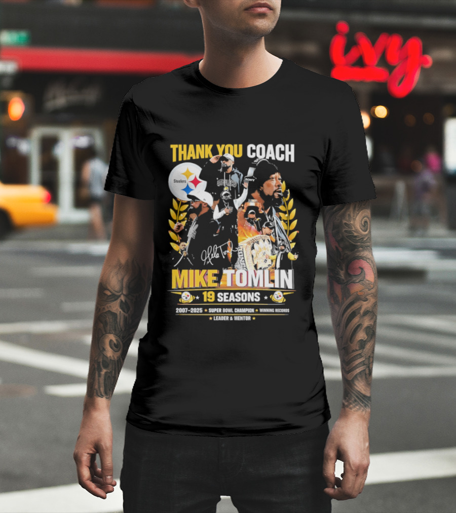 Thank You Coach Mike Tomlin Pittsburgh Steelers 19 Seasons Leader Mentor Iconic Team Legacy T-Shirt