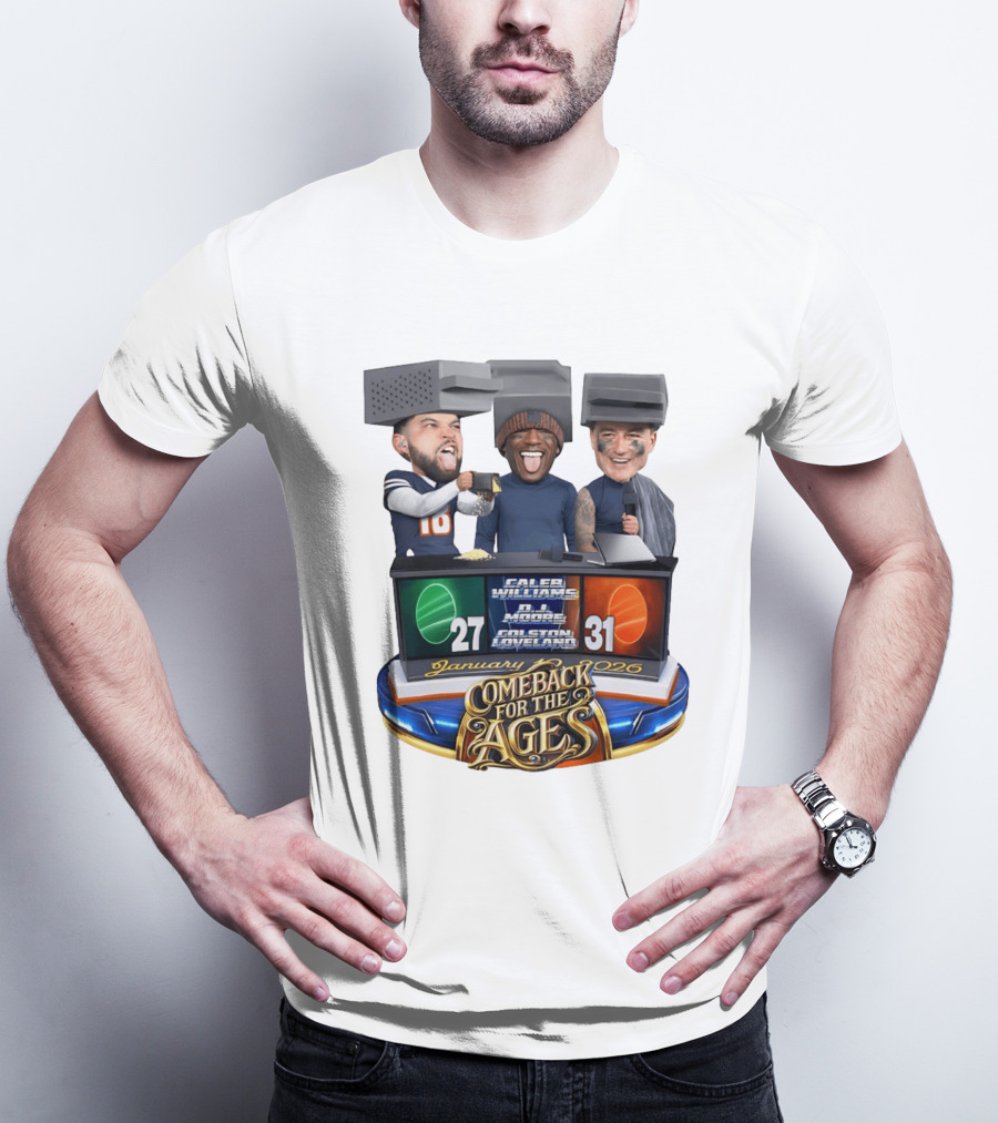 January 2026 Caleb Williams Colston Loveland DJ Moore Cheese Grater Caricature Comeback For The Ages T-Shirt