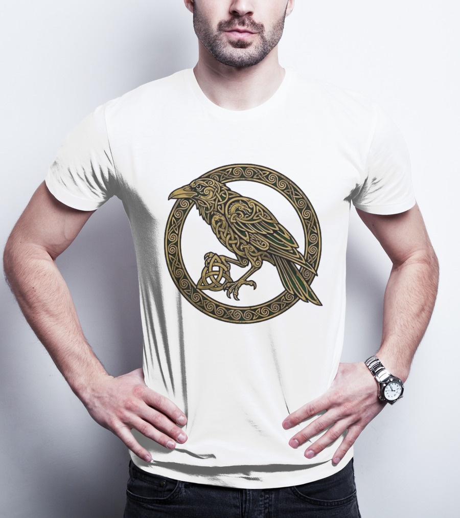 Celtic Raven Knot Northern Mythology Symbol With Intricate Viking T-Shirt
