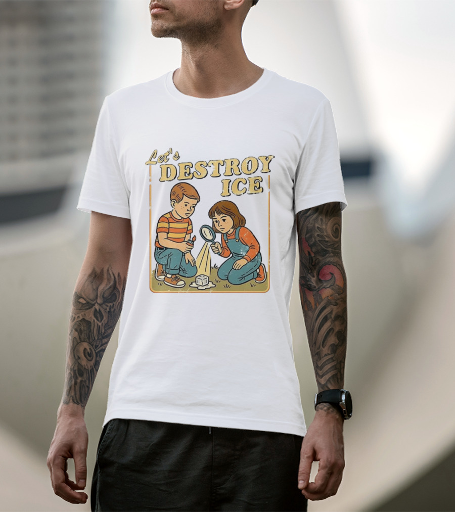 Let's Destroy ICE Melt The Ice Caricature Kids Exploring T-Shirt