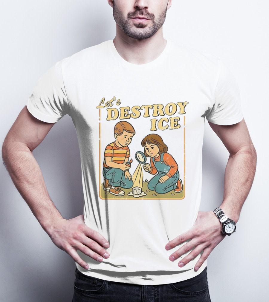 Let's Destroy ICE Melt The Ice Caricature Kids Exploring T-Shirt