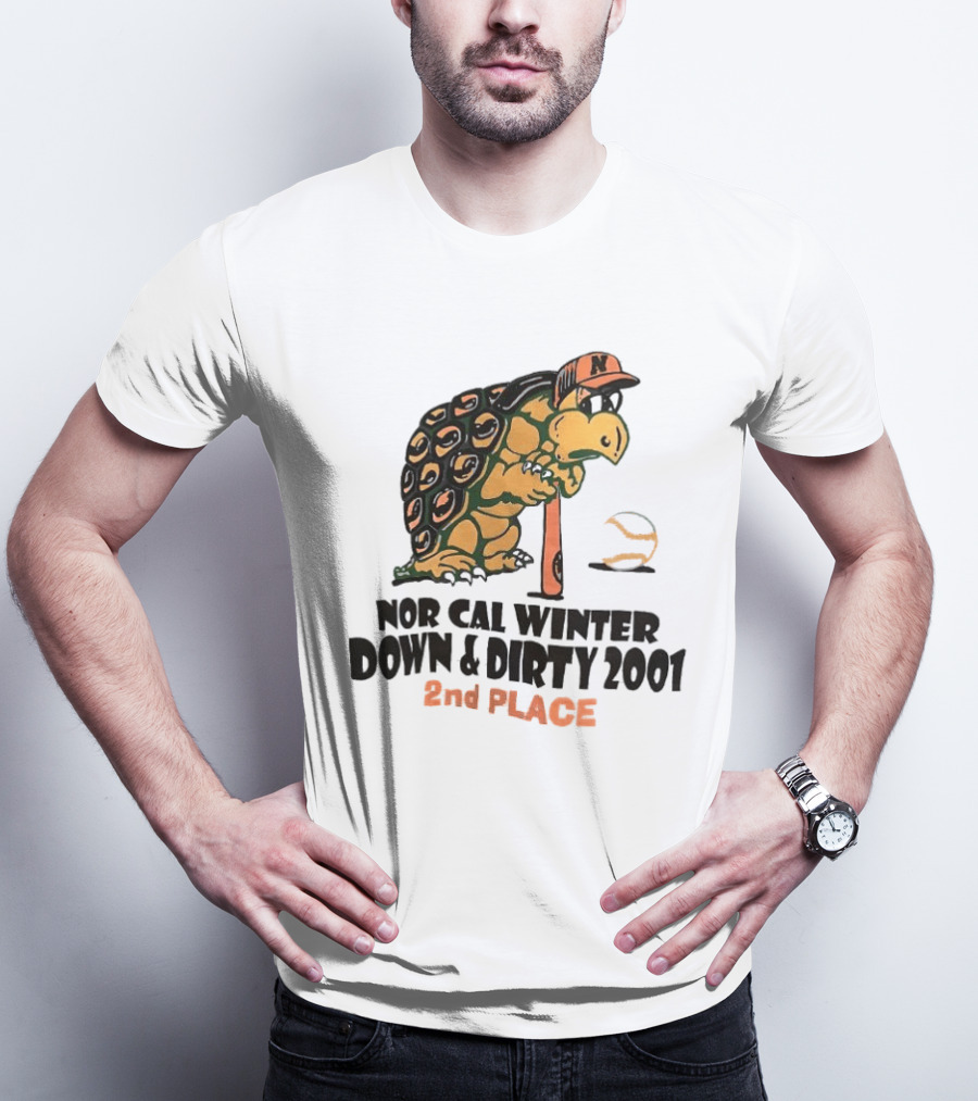 Nor Cal Winter Down And Dirty 2001 2nd Place Turtle Bat And Ball T-Shirt