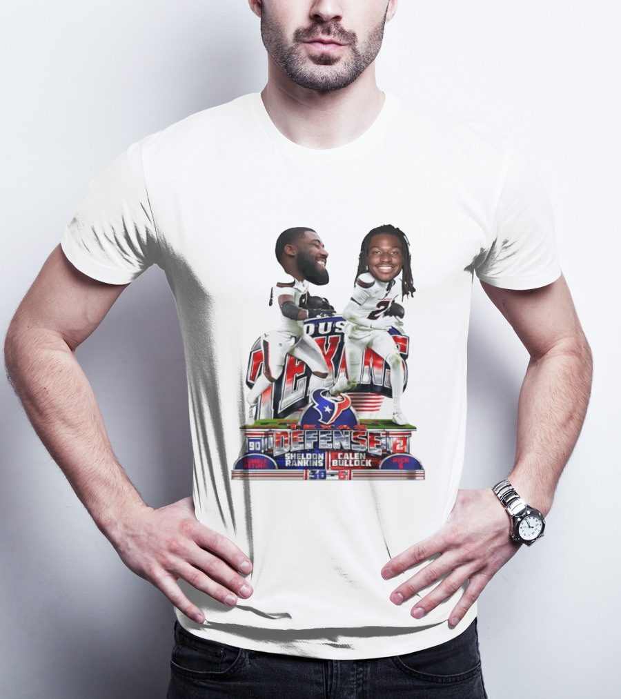 Houston Texans Defense Sheldon Rankins Calen Bullock Wild Card Gamebreaker Caricature T-Shirt