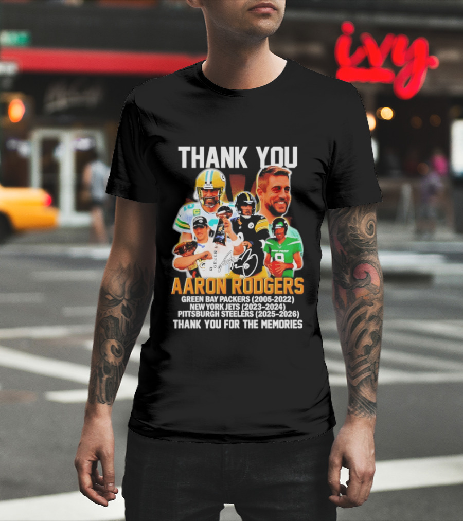 Thank You Aaron Rodgers Packers Jets Steelers Memories 2005 2023 T-Shirt