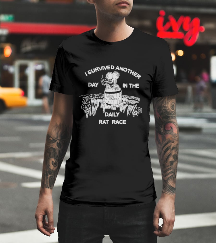 I Survived Another Day In The Daily Rat Race Smoking Rat Rugged Terrain T-Shirt