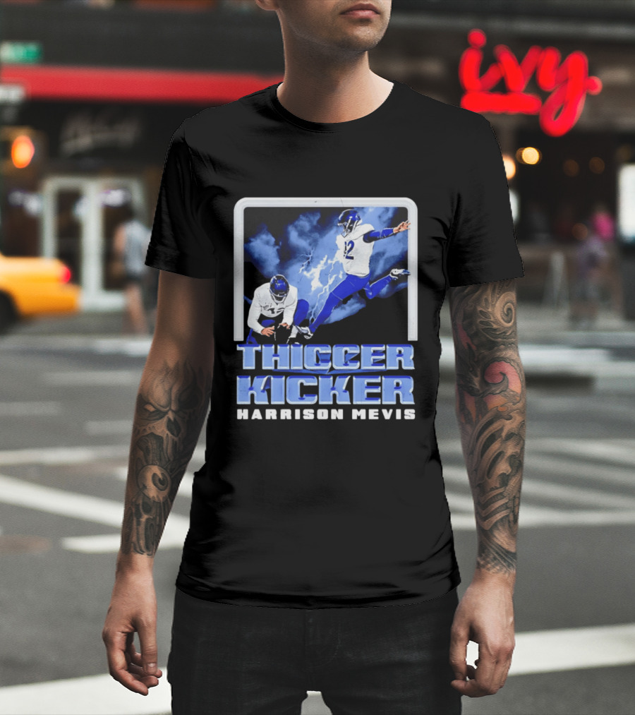 Harrison Mevis Thiccer Kicker Lightning Football Action T-Shirt