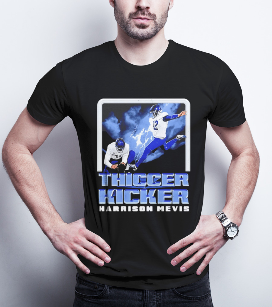 Harrison Mevis Thiccer Kicker Lightning Football Action T-Shirt