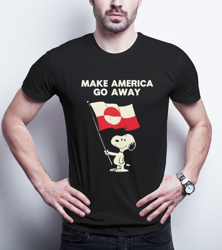 Snoopy Holding Greenland Flag Make America Go Away T-Shirt