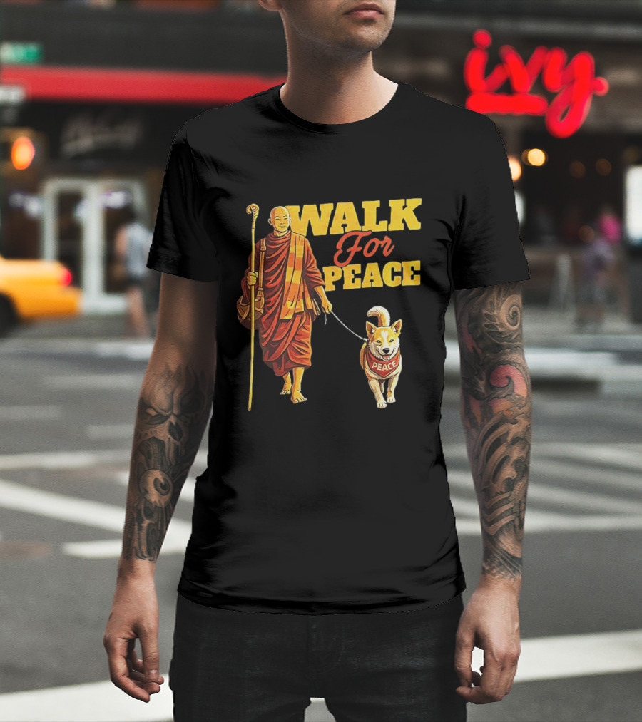 Walk For Peace Monk And Aloka Dog Pilgrimage T-Shirt