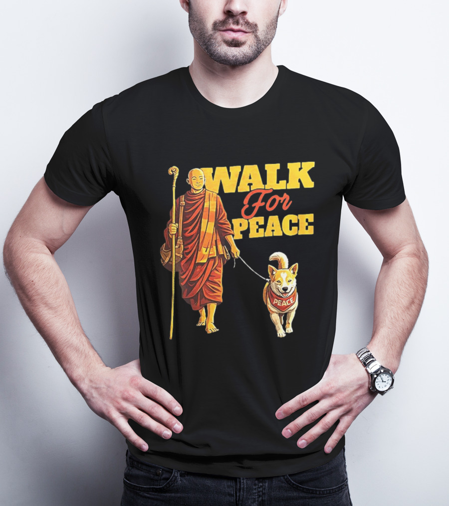 Walk For Peace Monk And Aloka Dog Pilgrimage T-Shirt