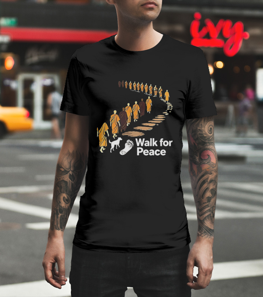 Monks And Dog Walk For Peace Pathway T-Shirt