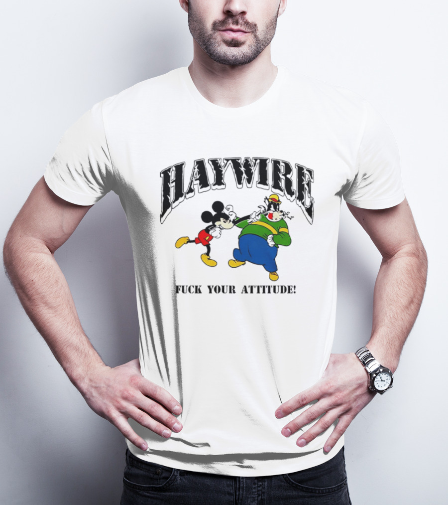 Haywire Fuck Your Attitude Mickey Mouse Comic T-Shirt