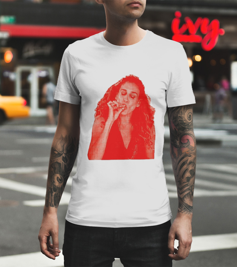 Lit Carrie Smoking Scene Red Artistic T-Shirt