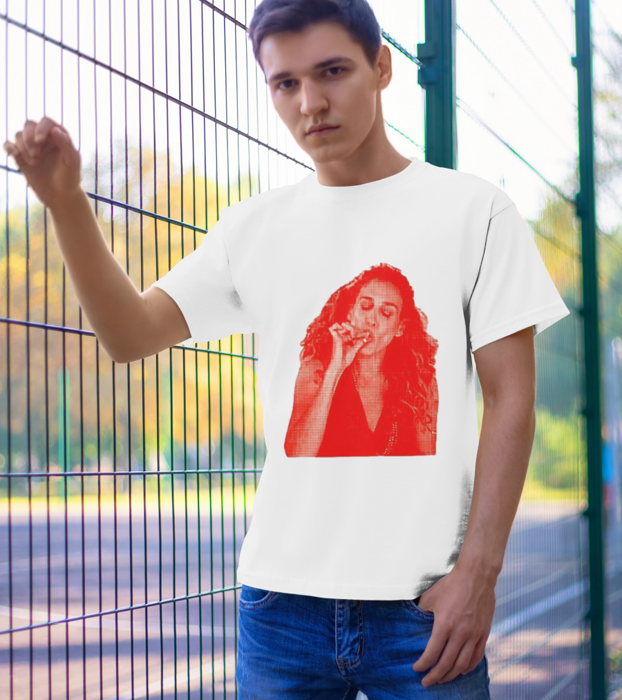 Lit Carrie Smoking Scene Red Artistic T-Shirt