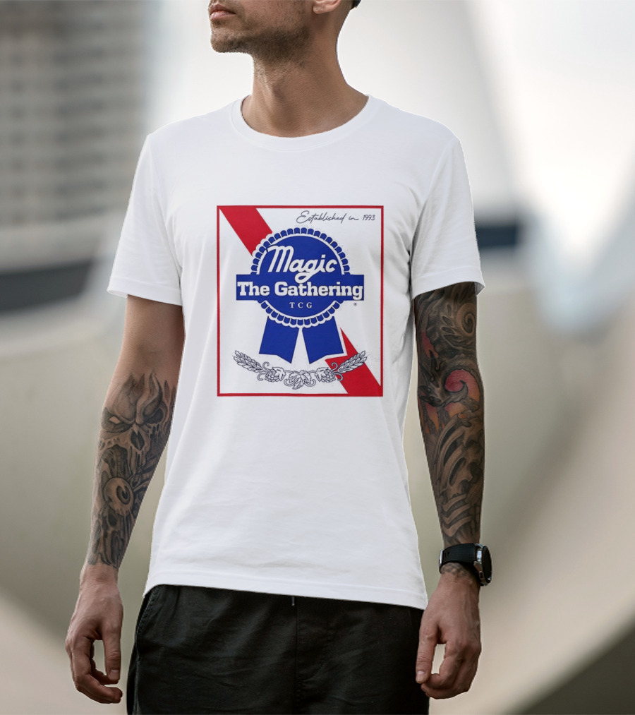 Magic The Gathering Pabst Established 1993 Vintage Style Ribbon T-Shirt