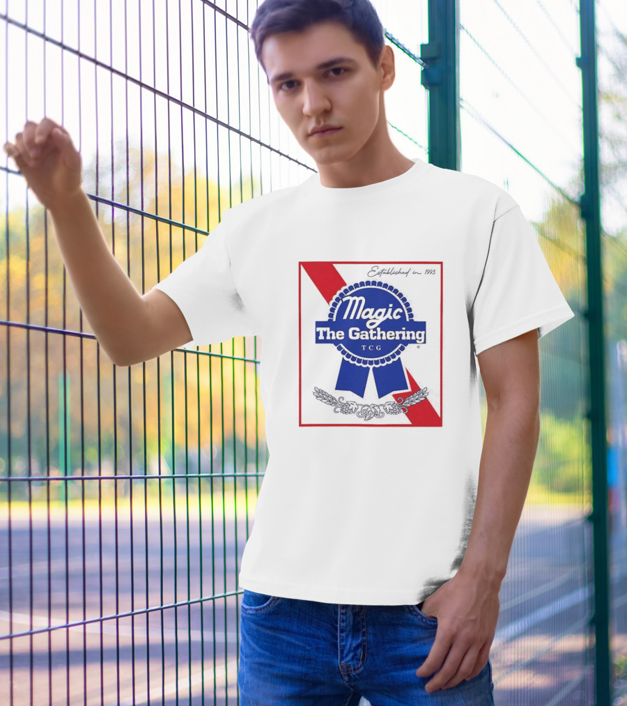 Magic The Gathering Pabst Established 1993 Vintage Style Ribbon T-Shirt