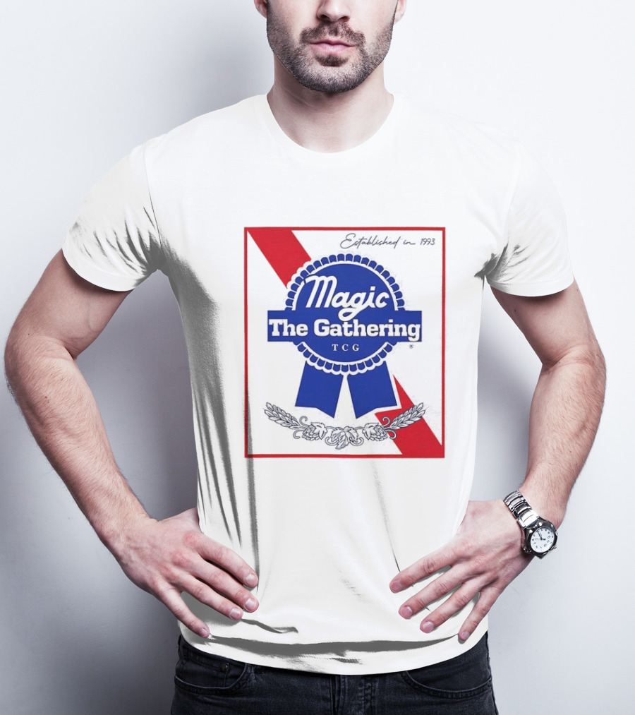 Magic The Gathering Pabst Established 1993 Vintage Style Ribbon T-Shirt