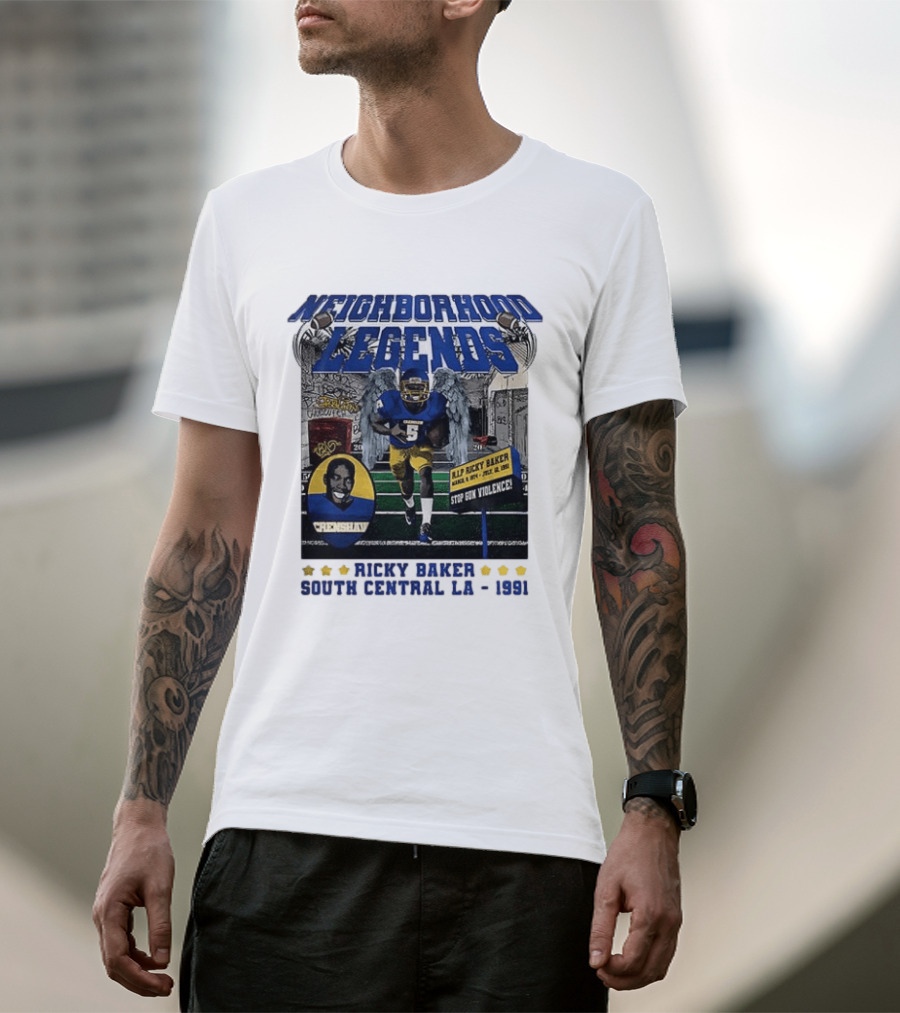 Neighborhood Legends Crenshaw Ricky Baker Stop Gun Violence South Central LA 1991 T-Shirt