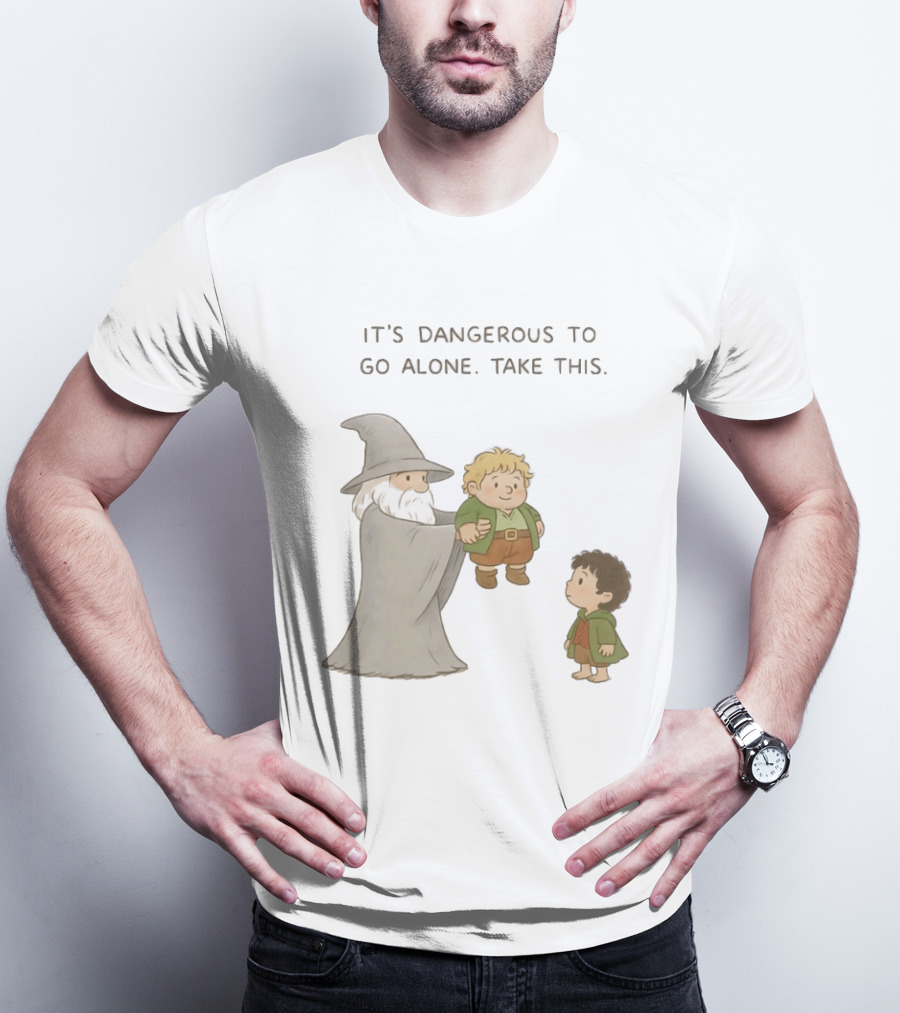 The Lord Of The Rings Gandalf Frodo Baggins It's Dangerous To Go Alone Take This T-Shirt