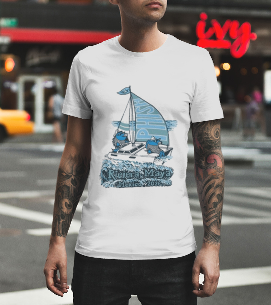 Phish Riviera Maya Mexico 2026 Pollock Waves Ship Fish T-Shirt