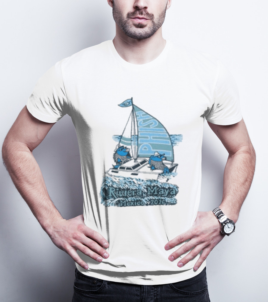 Phish Riviera Maya Mexico 2026 Pollock Waves Ship Fish T-Shirt