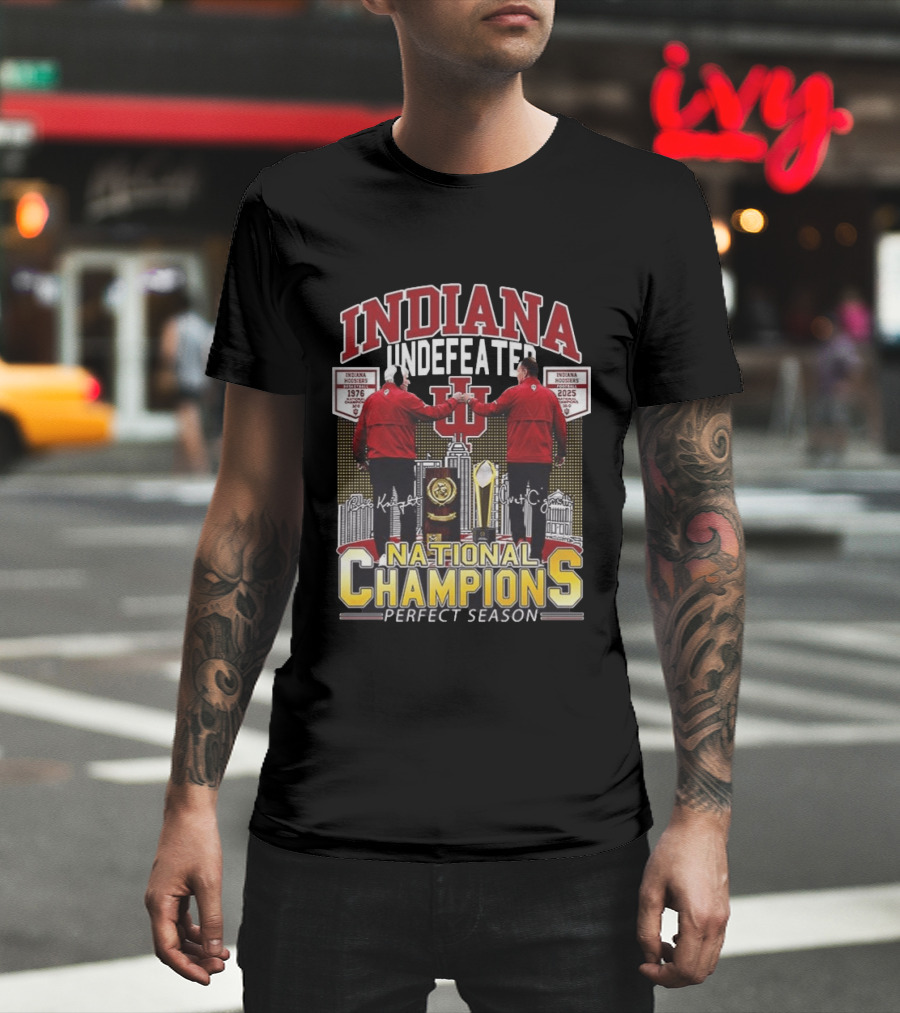 Indiana Hoosiers Undefeated Perfect Season National Champions 1976 2025 Basketball History T-Shirt
