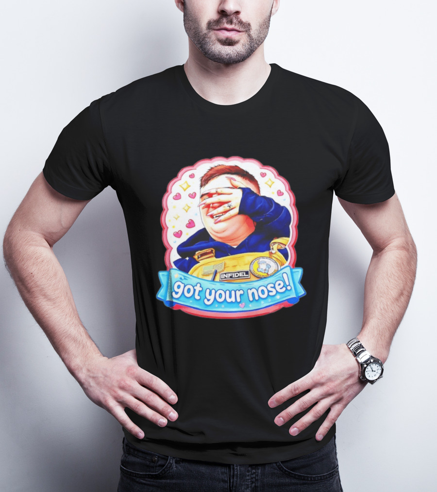 Infidel Got Your Nose Funny Cartoon Patch With Hearts And Stars T-Shirt
