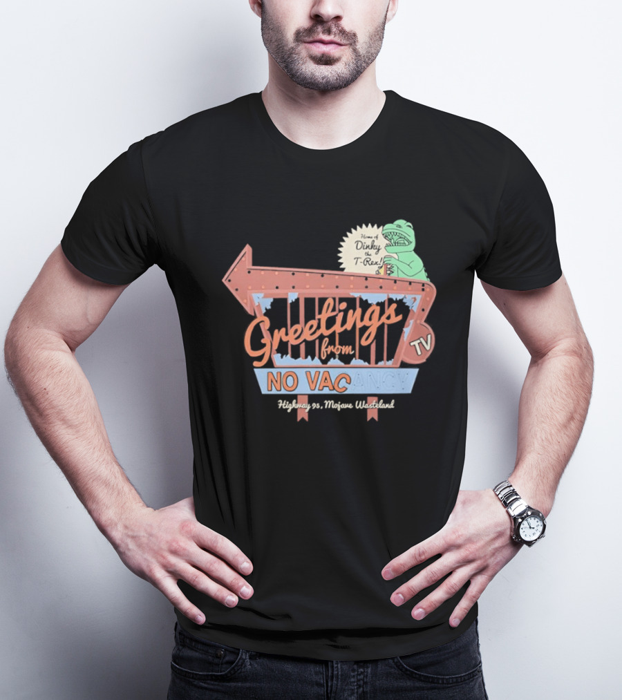 Greetings From No Vacancy Fallout New Vegas Novac Welcome Retro TV T-Shirt