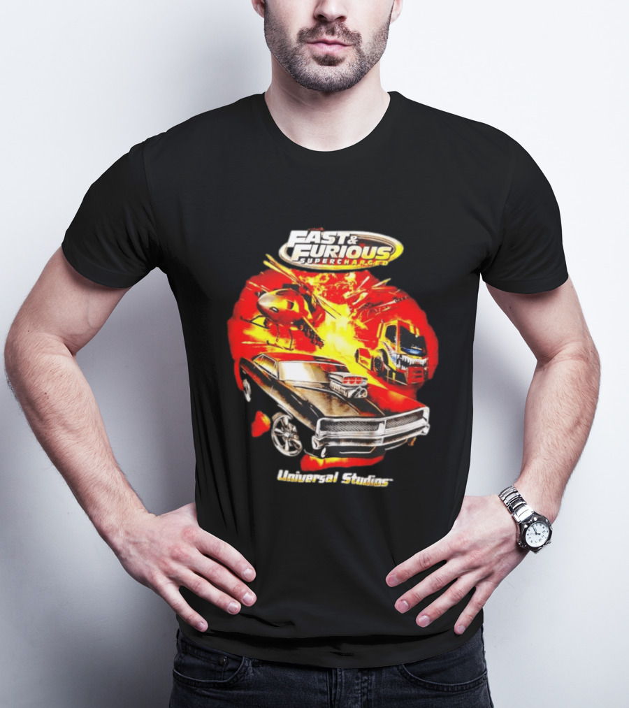 Fast & Furious Supercharged Car Explosion Universal Studios T-Shirt