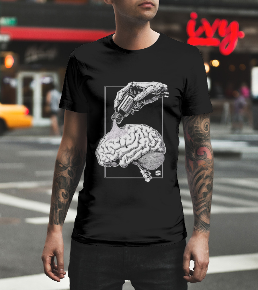 Seasonal Depression Skeleton Hand Pouring On Brain T-Shirt