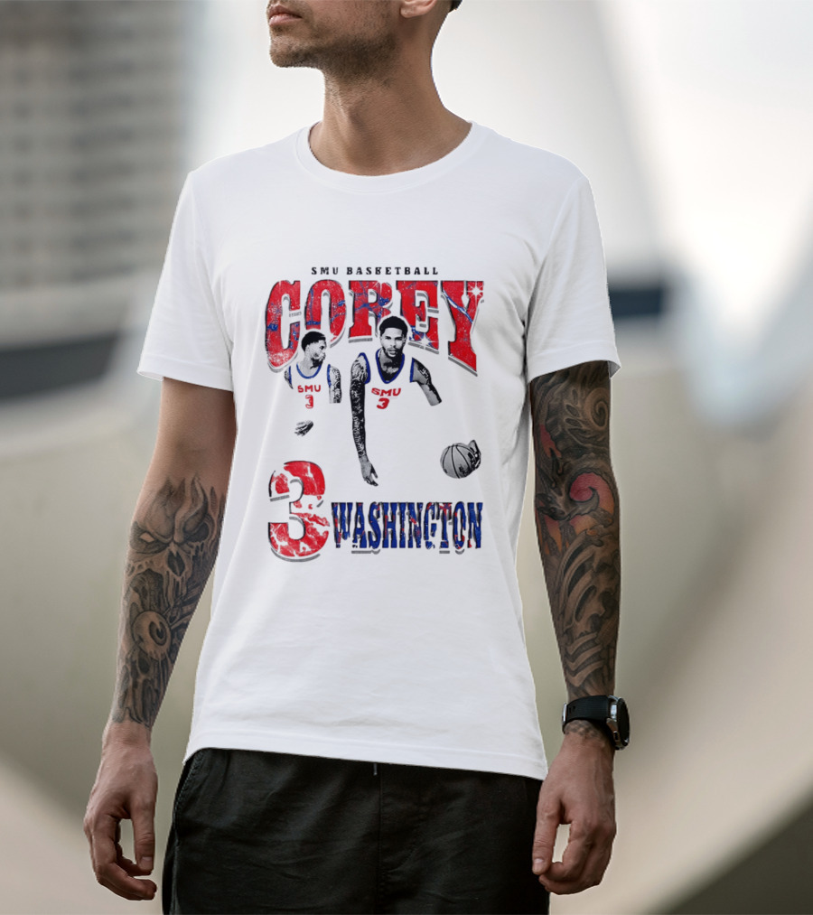 SMU Basketball Corey Washington 3 T-Shirt