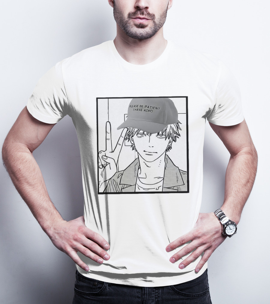 Denji Chainsaw Man Please Be Patient I Have ADHD Peace Sign T-Shirt