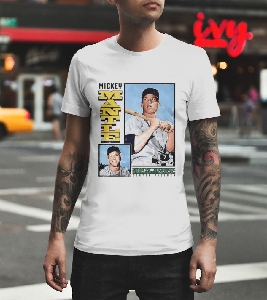 Mickey Mantle New York Yankees Center Fielder Number 7 Baseball Player T-Shirt